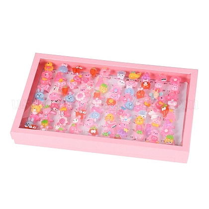 Cute Children's Day Jewelry Plastic Kids Rings for Girls, with Mixed ...