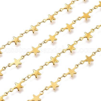 304 Stainless Steel Star Link Chains, with Spool, Soldered, Ion Plating ...