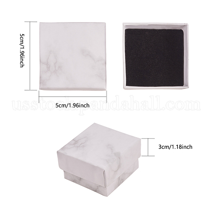 Paper Cardboard Jewelry Ring Boxes, Square, White, 5.2x5.2x3.3cm ...