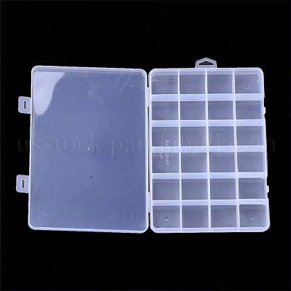 Plastic Bead Storage Containers, 24 Compartments, Rectangle, Clear ...